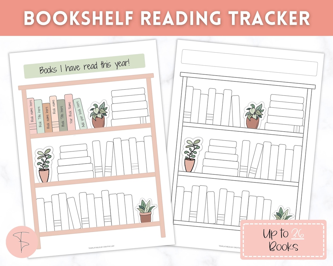 Bookshelf Reading Tracker, Printable Reading Poster, Book Tracker ...