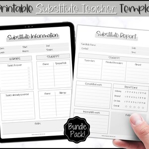 Substitute Teacher Report, Printable Teacher Planner Template, While ...