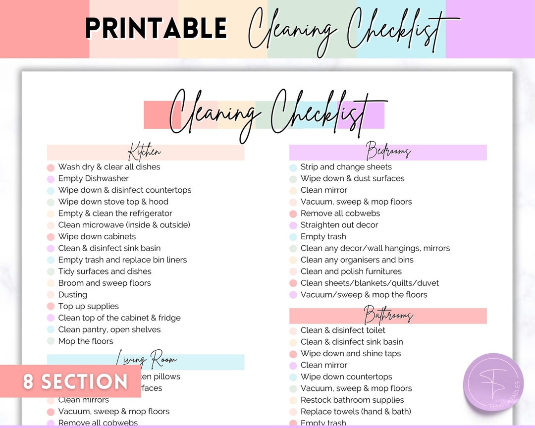 Master Cleaning Checklist Printable, Cleaning Planner, Cleaning ...