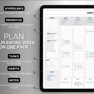 Digital WEEKLY Hourly Planner, 2024 Digital Planner, iPad Planner ...