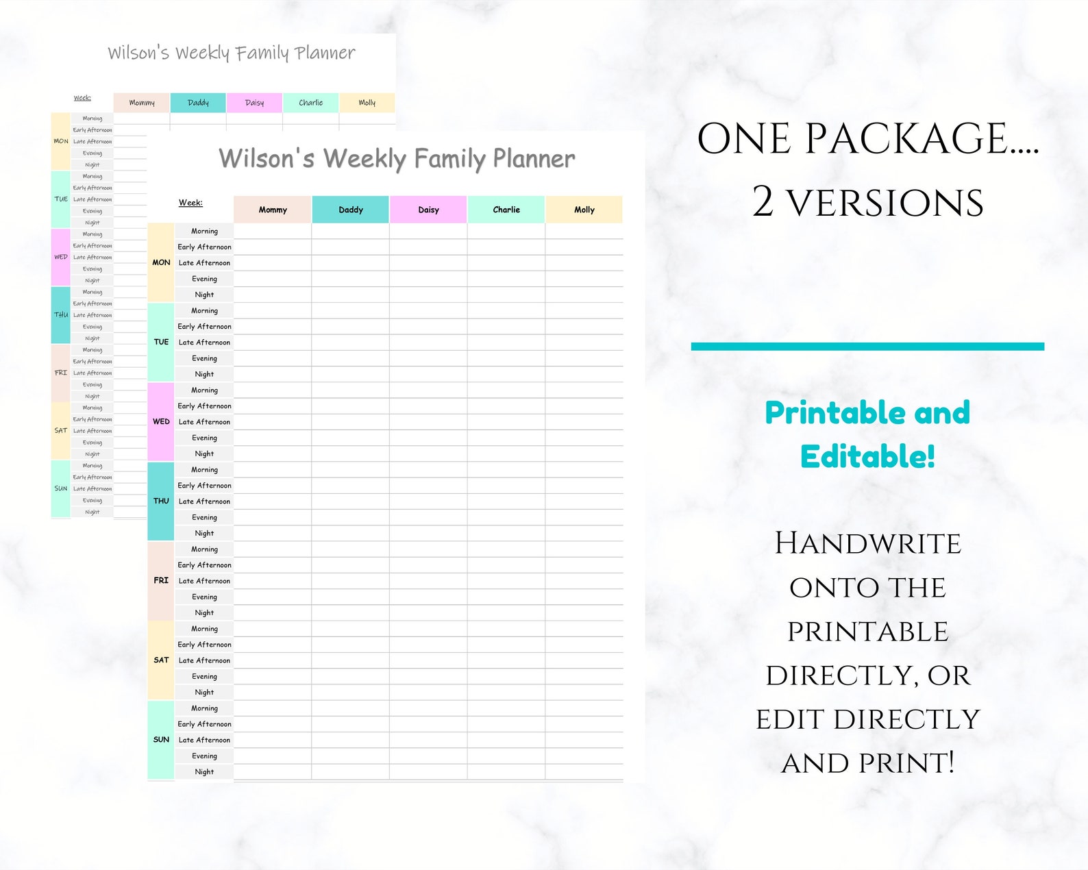 EDITABLE Weekly FAMILY PLANNER Command Center | Family Planner ...