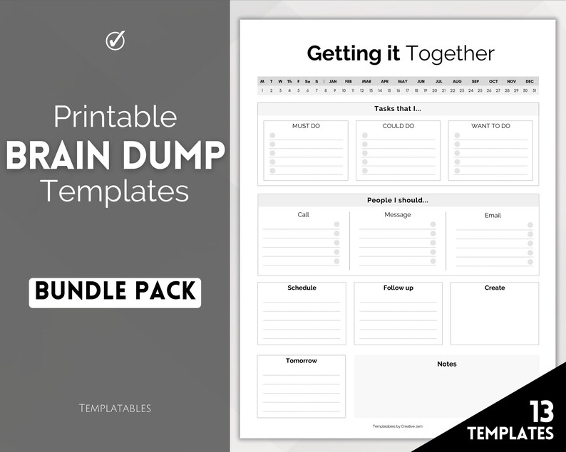 ADHD Brain Dump BUNDLE, to Do List Printable, Daily Planner Template ...