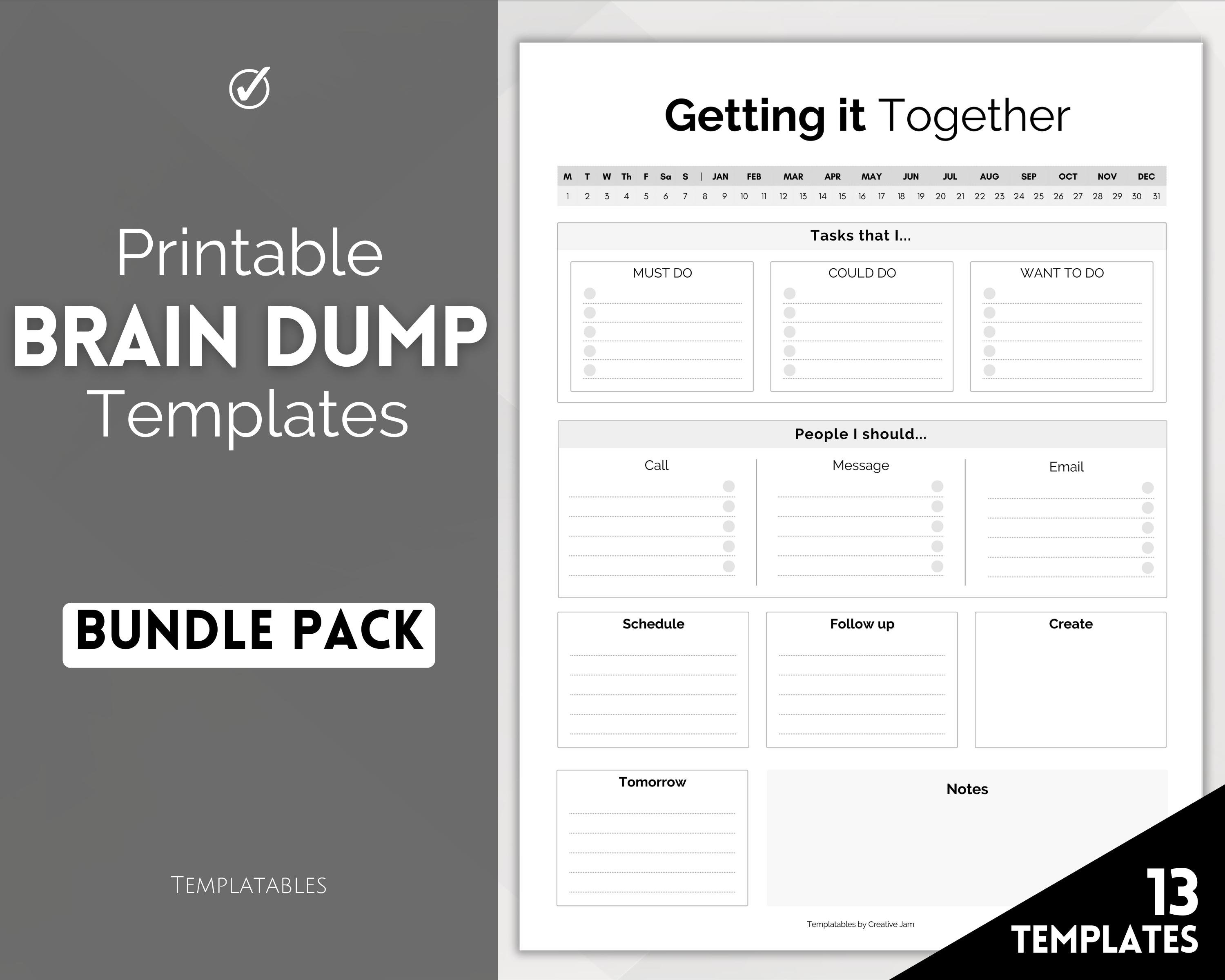 ADHD Brain Dump BUNDLE to Do List Printable Daily Planner - Etsy