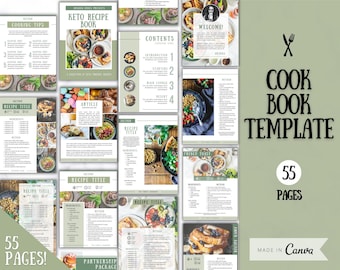 Cookbook Template Recipe Book Template Editable Canva Ebook Recipe Card ...