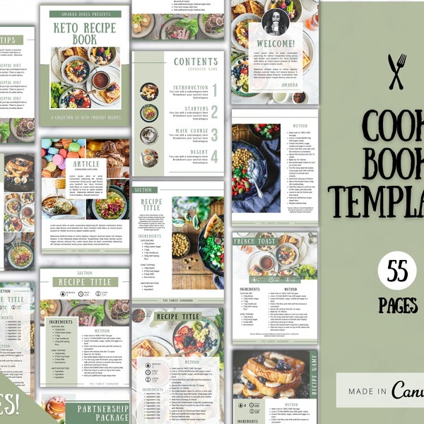 Cookbook Cover Template - Etsy