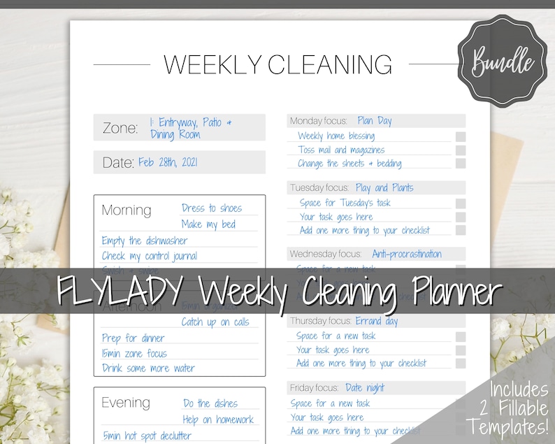 EDITABLE Cleaning Planner FLYLADY Daily Routine Cleaning - Etsy