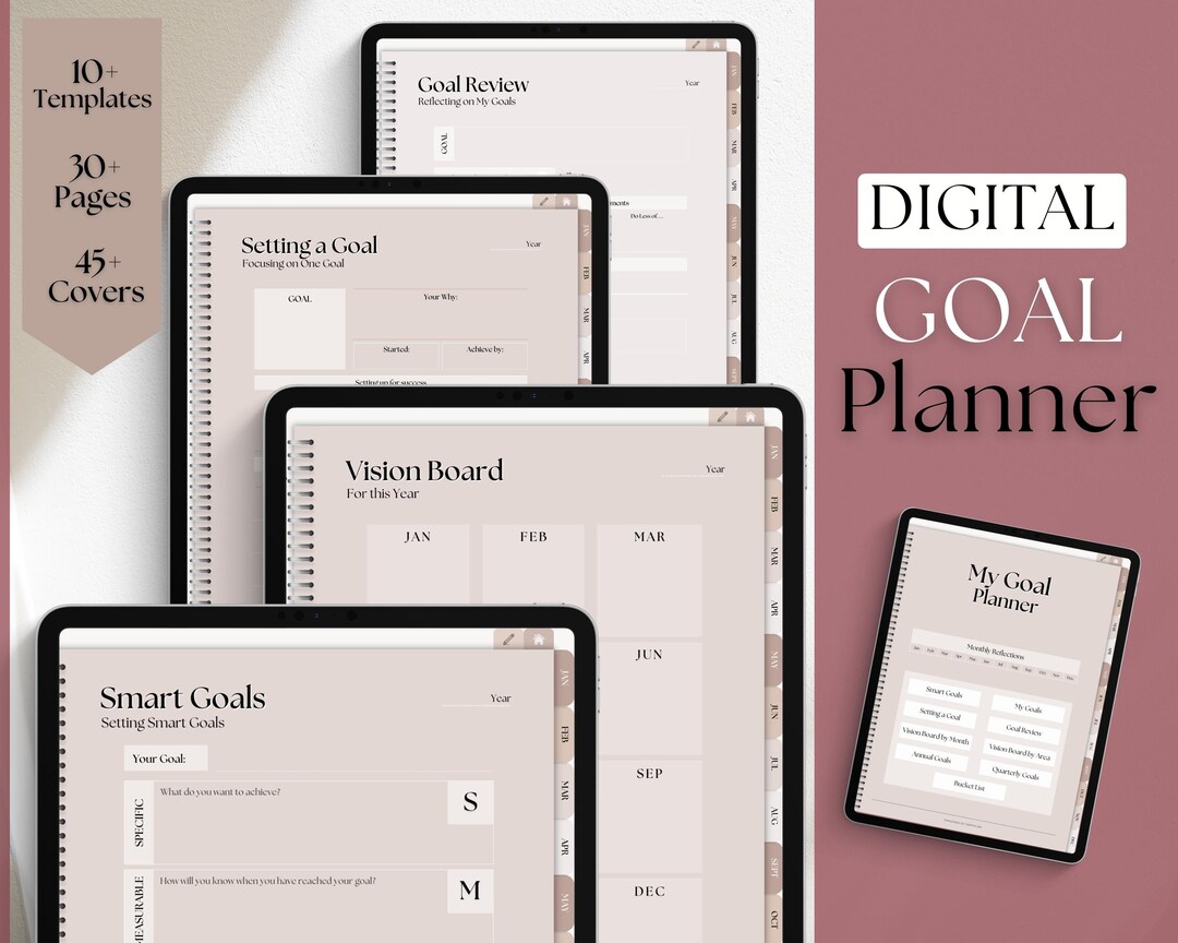 UNDATED Digital Planner, Digital GOAL Planner, Goals Tracker, Goal ...