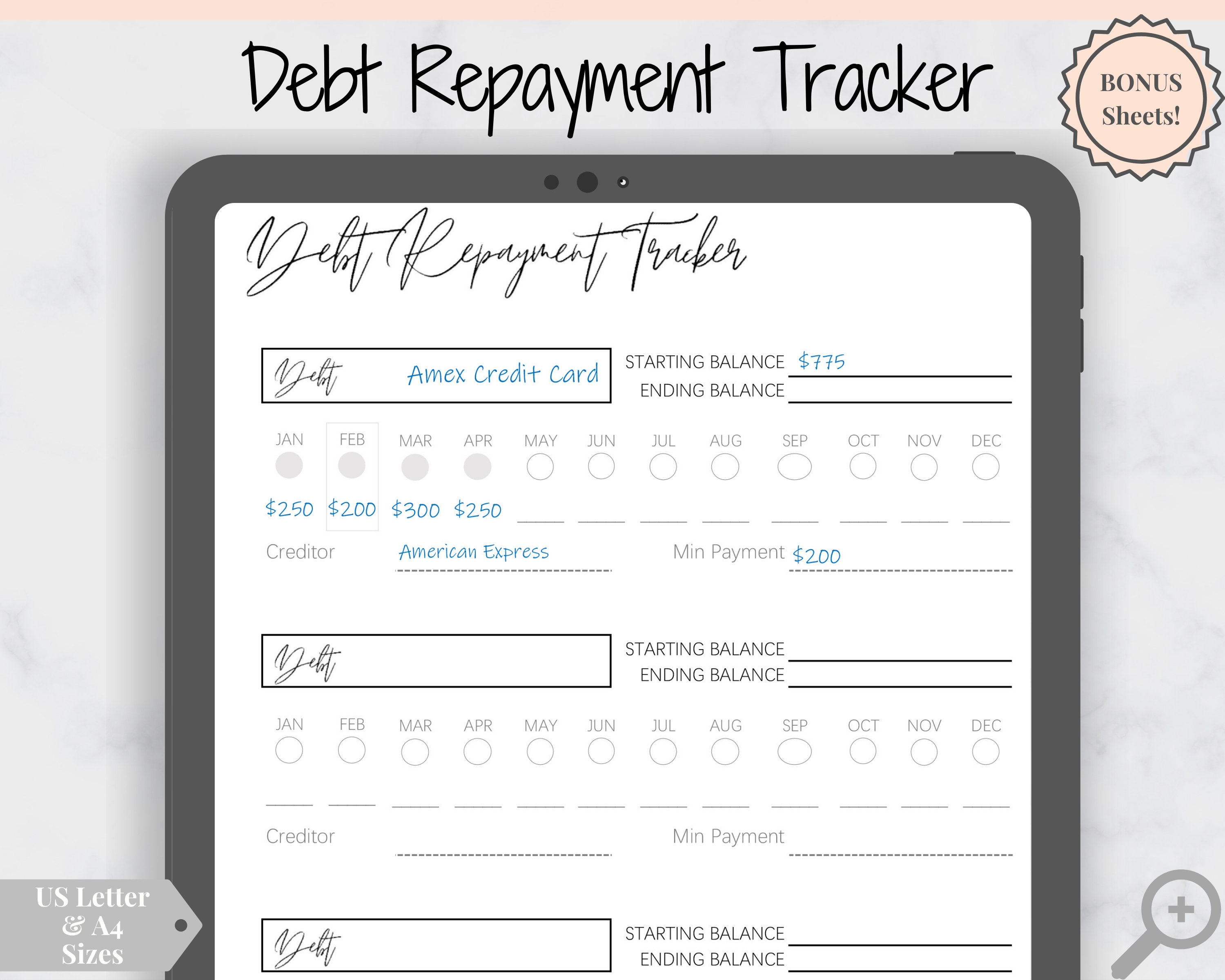 Debt Payoff Tracker Printable, Budget Planner, Financial Planner, Debt ...
