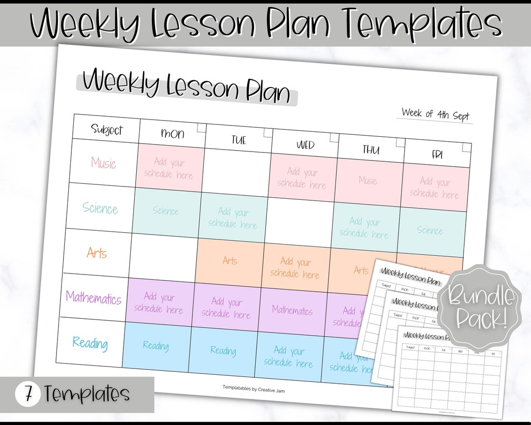 Weekly Lesson Plan Template, Lesson Planner Printable, Homeschool ...