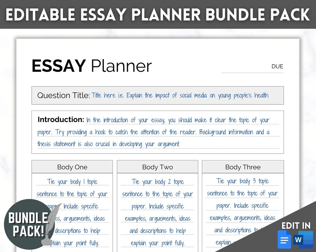 8 Page EDITABLE Essay Planner BUNDLE for Students Essay - Etsy