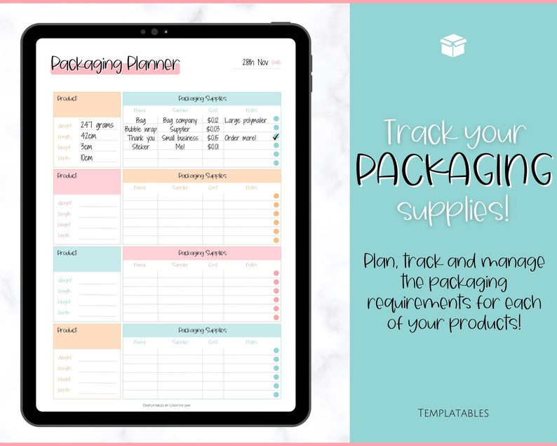 Packaging Planner Template Small Business Plan Packaging - Etsy