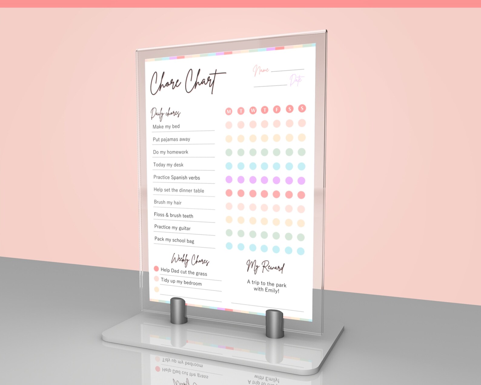 Colorful Chore Chart Printable. Reward Chart Template Daily & | Etsy