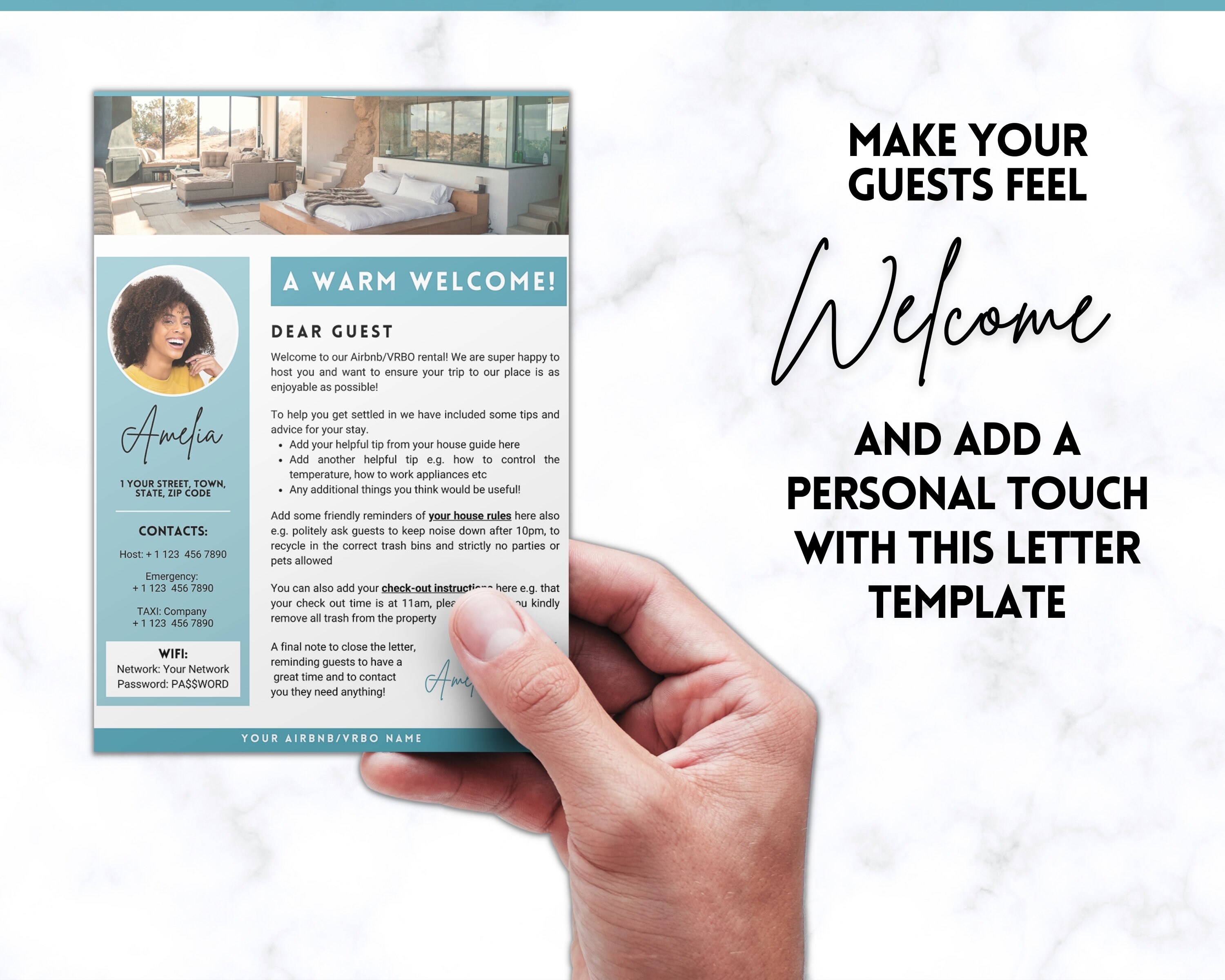Airbnb & VRBO Welcome LETTER Template Editable Canva Air Bnb - Etsy UK