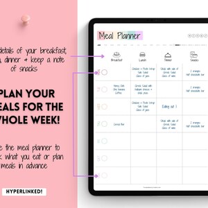 Digital MEAL Planner, Colorful Weekly Meal Planner, Meal Plan Template ...