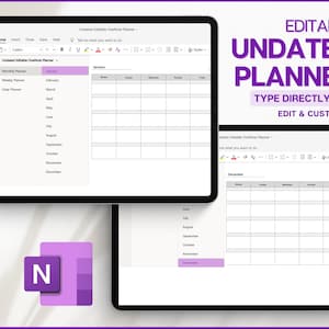 EDITABLE Onenote Planner, UNDATED Digital Planner, Onenote Template ...