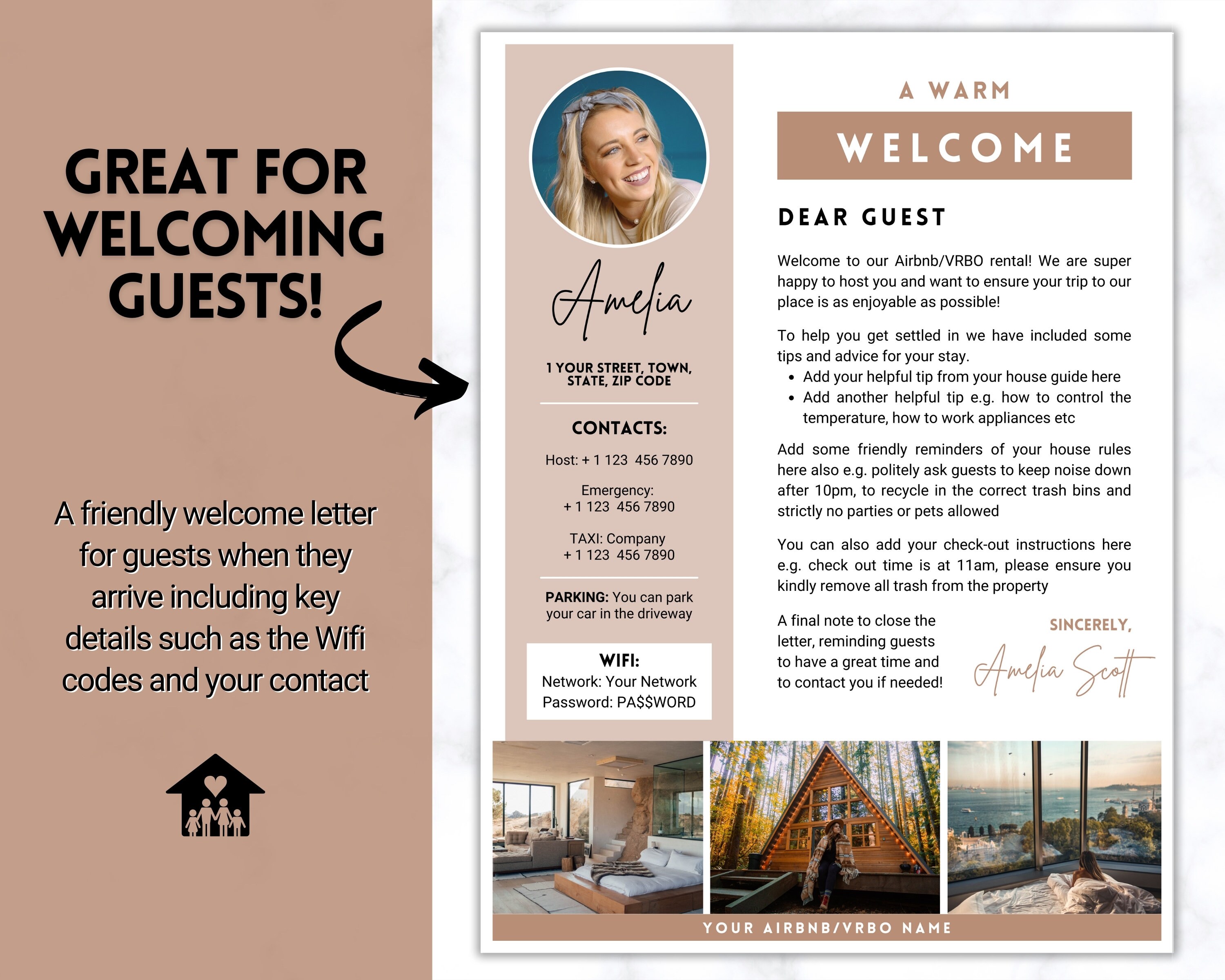 Welcome LETTER Template Airbnb & VRBO Editable Canva Air Bnb - Etsy UK