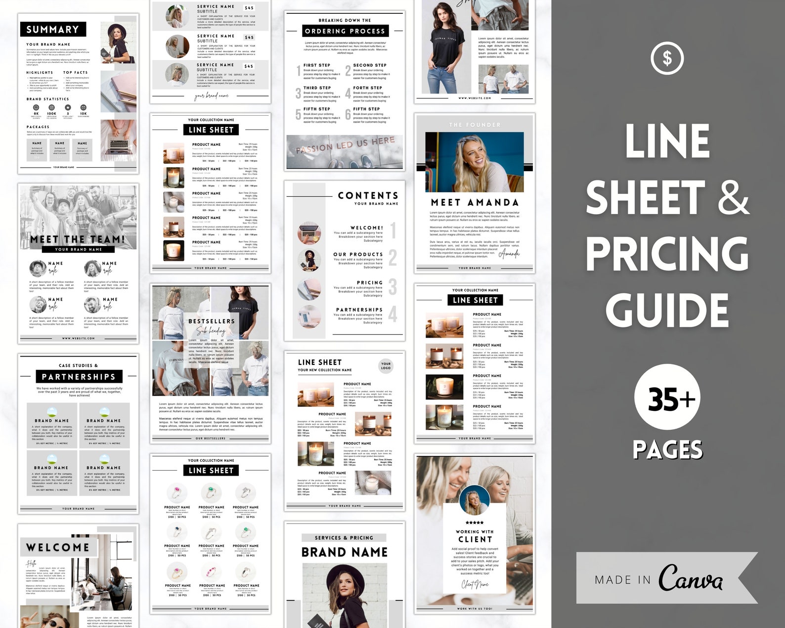 35 Editable Line Sheet Templates Wholesale Catalog Pricing & - Etsy Canada