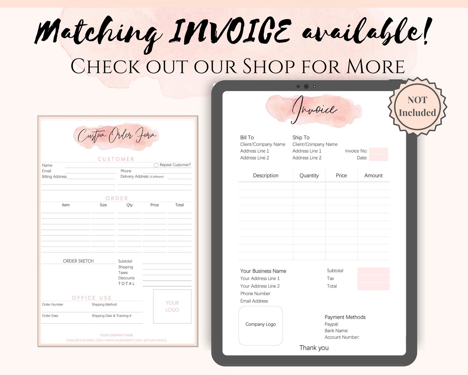 Custom ORDER FORM Template EDITABLE Crafters Invoice Receipt | Etsy UK
