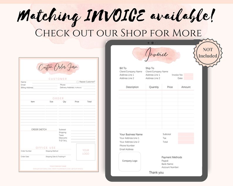 Custom ORDER FORM Template EDITABLE Crafters Invoice Receipt - Etsy UK