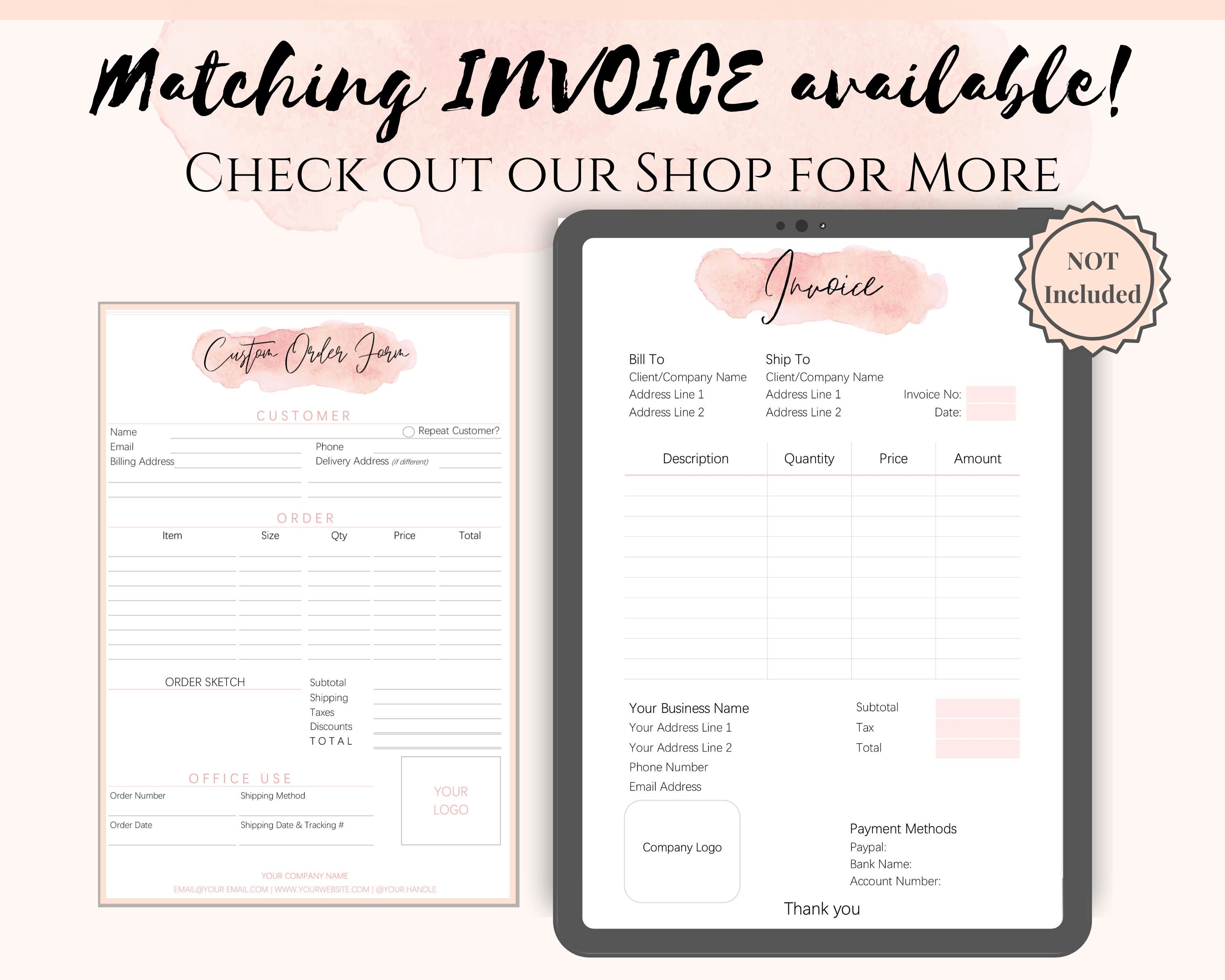 Custom ORDER FORM Template EDITABLE Crafters Invoice Receipt - Etsy UK