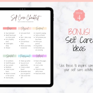 Self Care Checklist, Self-care Planner, Selfcare Journal Tracker ...