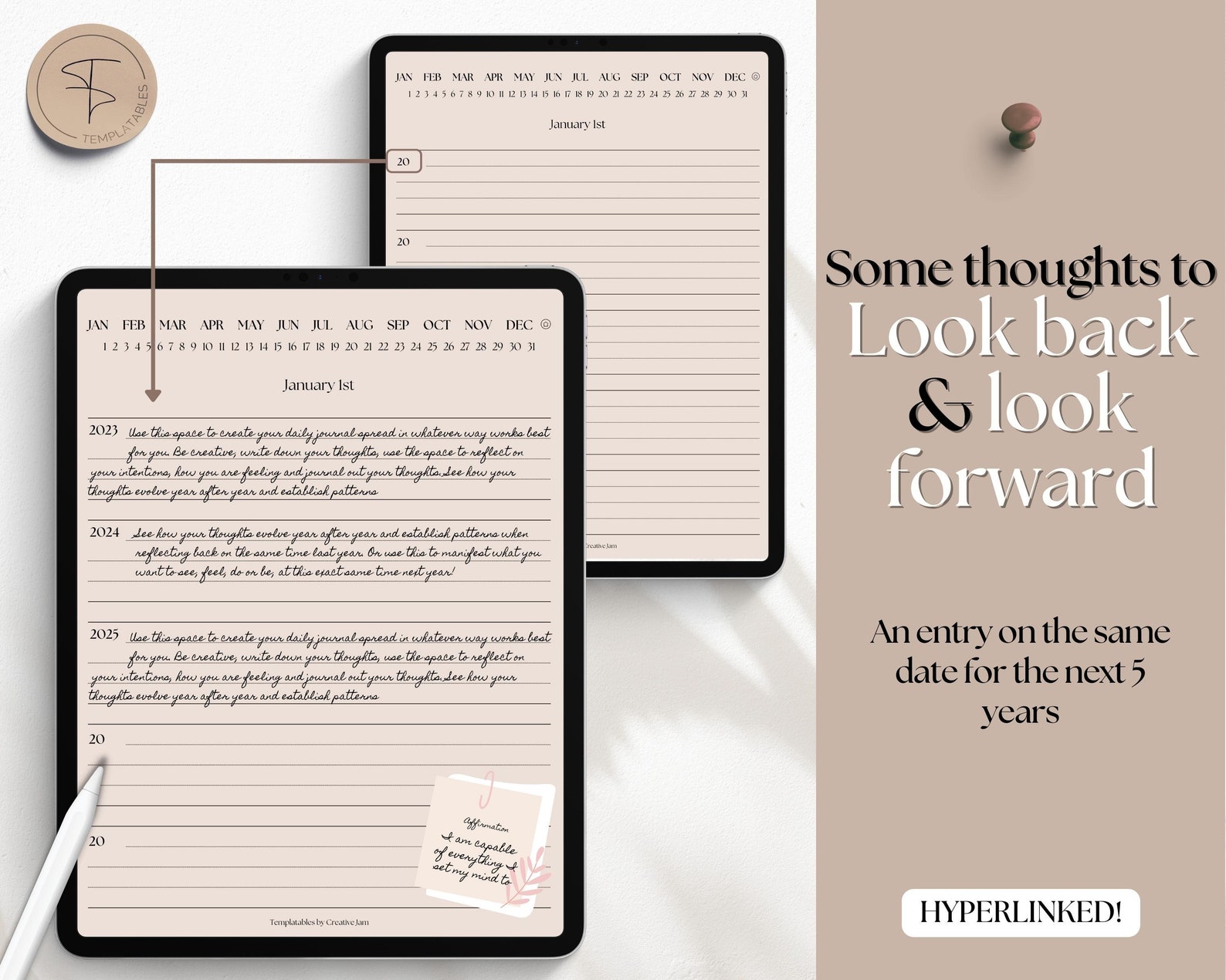 One Line a Day Digital Daily Journal, 5 Year Journal, Goodnotes iPad ...