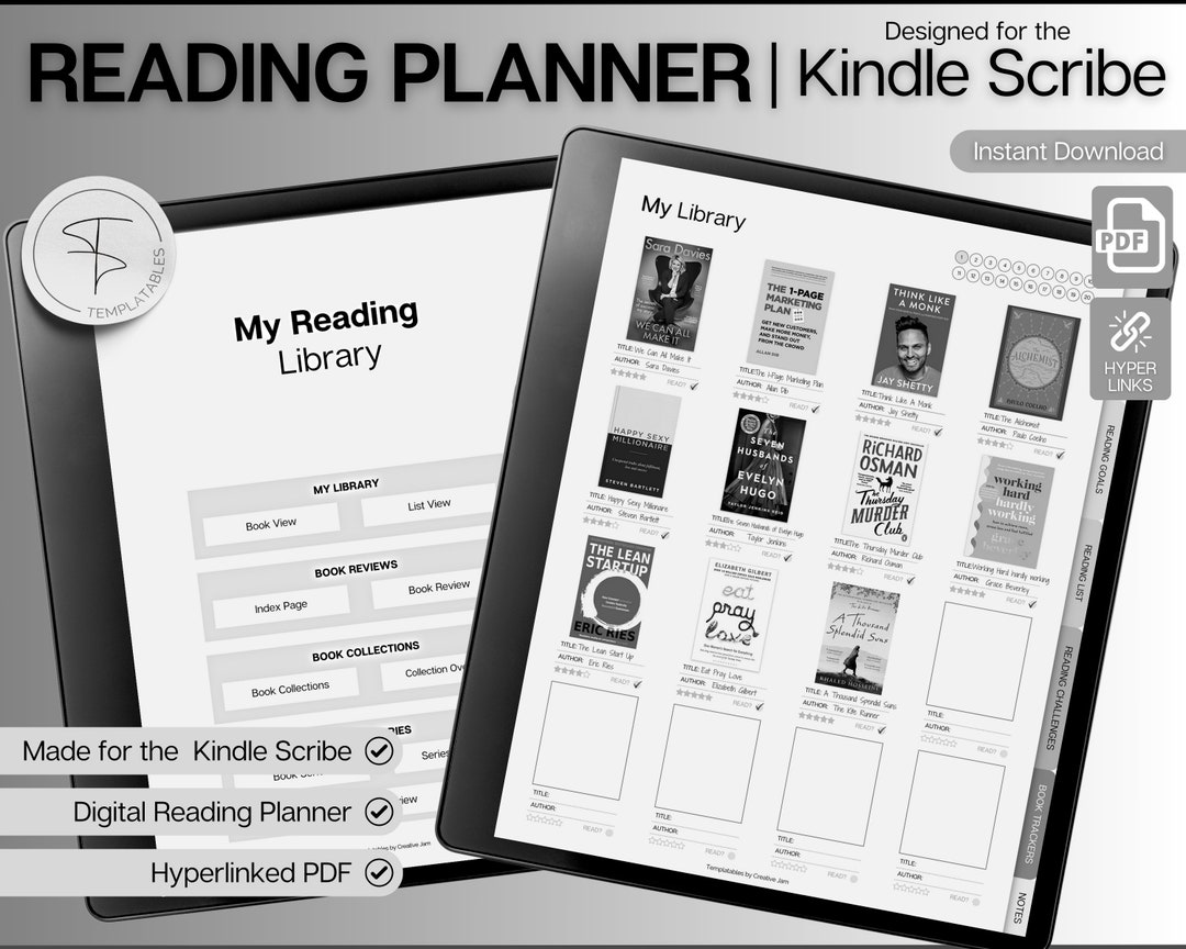 Digital Reading Journal, Templates for Kindle SCRIBE, Digital Reading ...