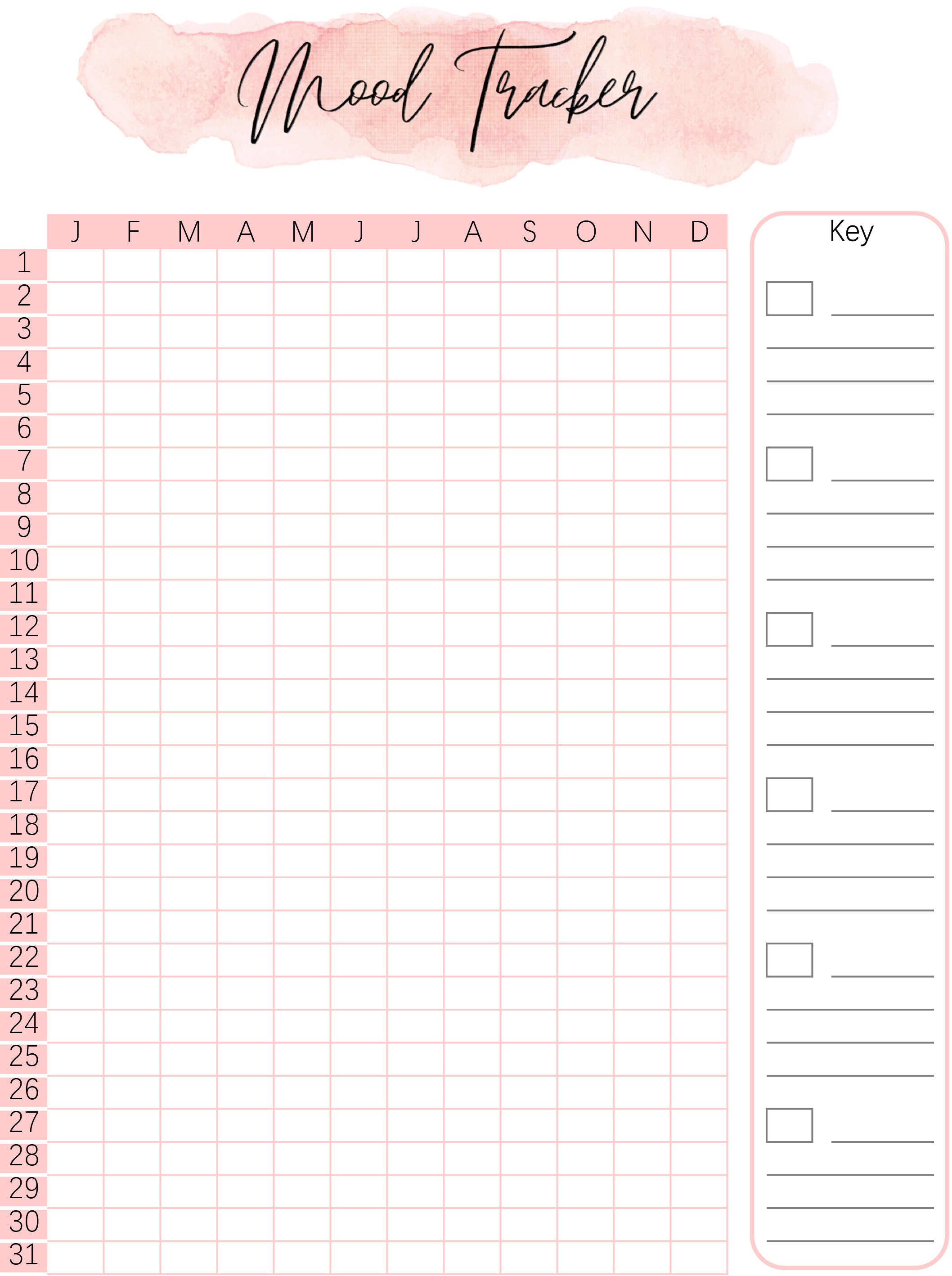HABIT TRACKER Printable With Mood Tracker for Gratitude | Etsy UK