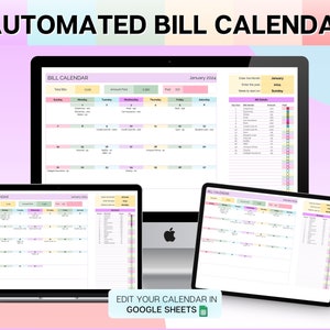 Bill Payment Calendar, Google SHEETS Spreadsheet, Automated Monthly ...