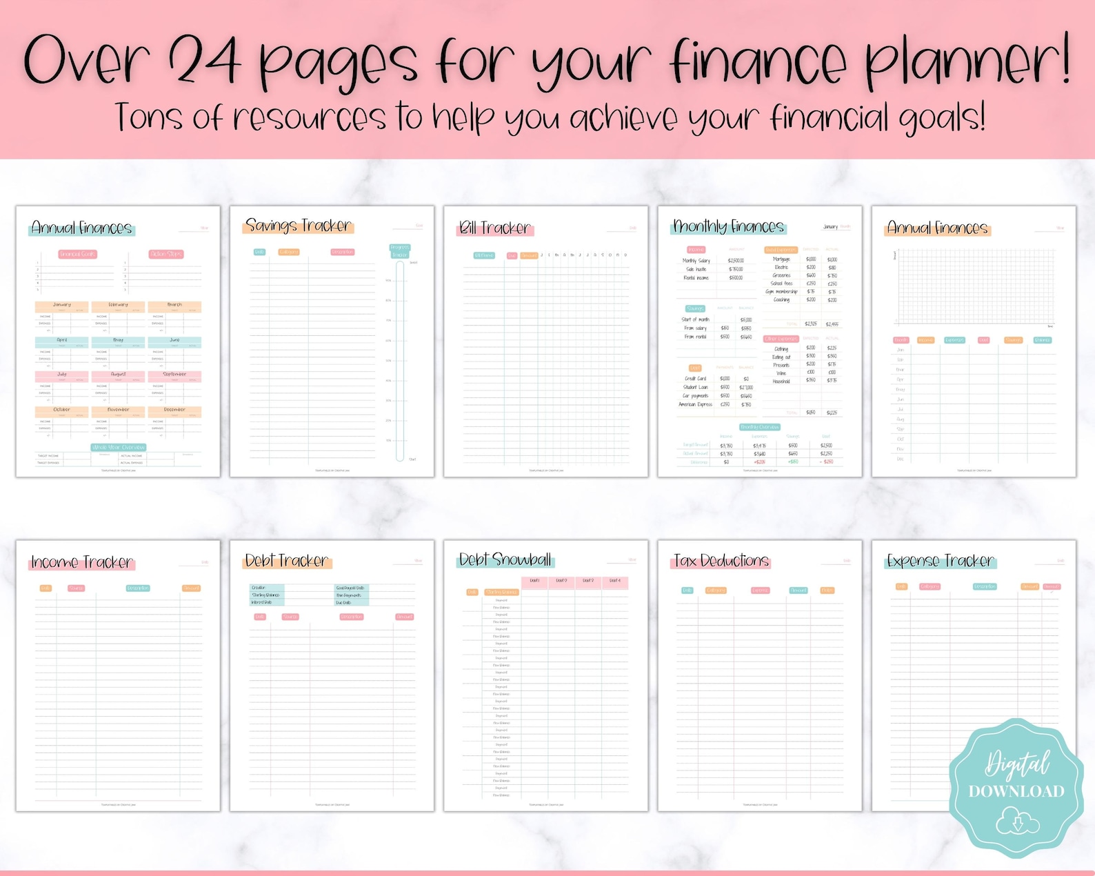 Financial Planner Printable BUNDLE Budget Template Savings - Etsy