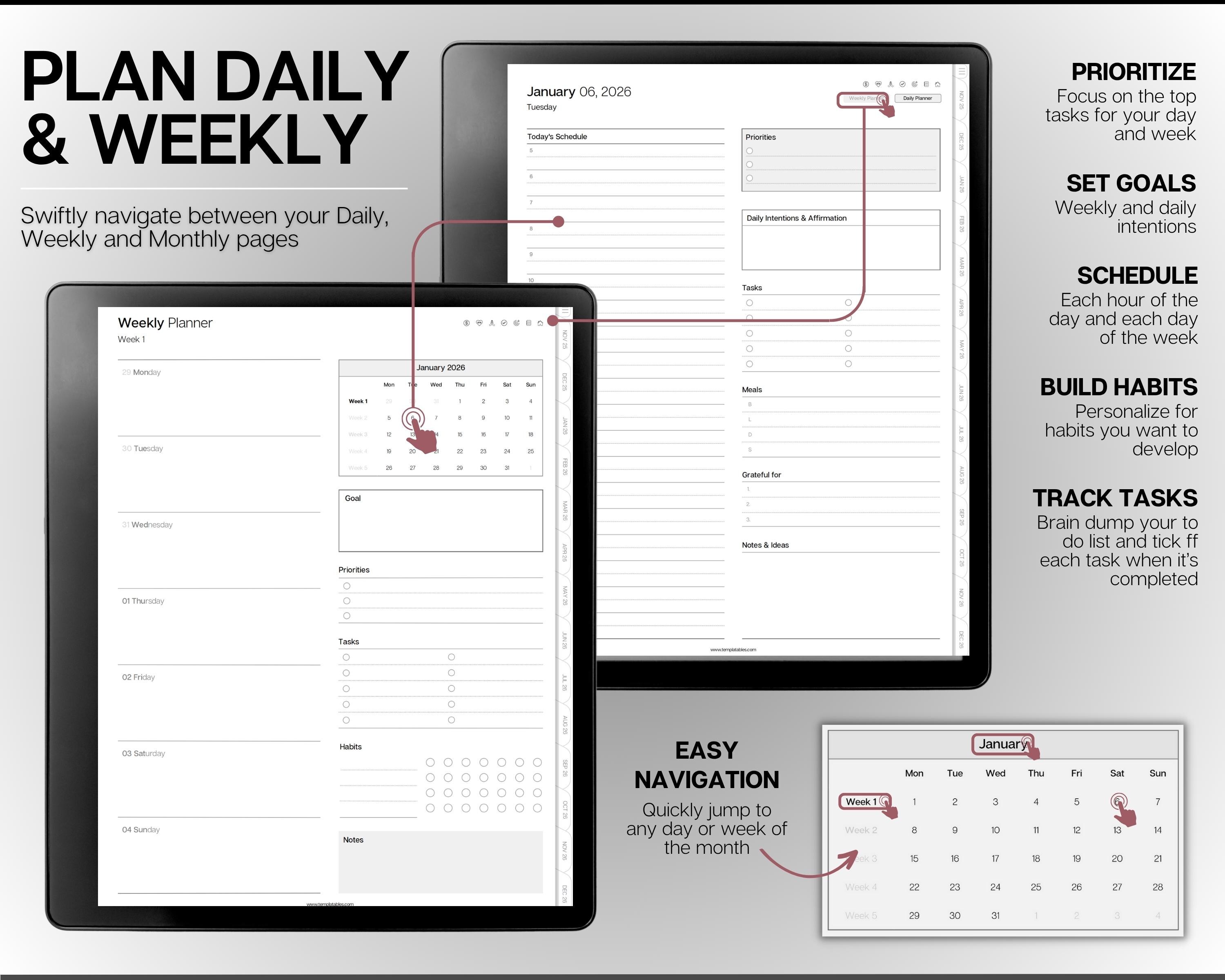 Ultimate 2026 DAILY Planner for Kindle Scribe, Hyperlinked Digital ...