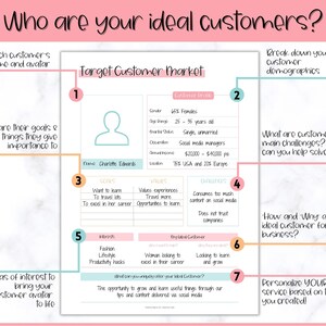 Target Customer Market Template, Customer Avatar Worksheet, Client ...