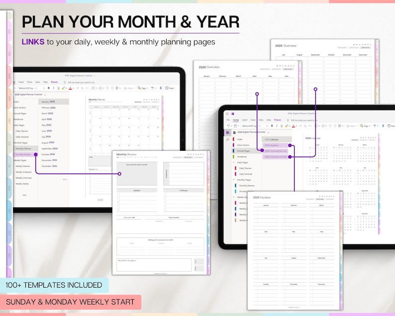 2026 Onenote Digital Planner, COLORFUL Onenote Template, Daily, Weekly ...