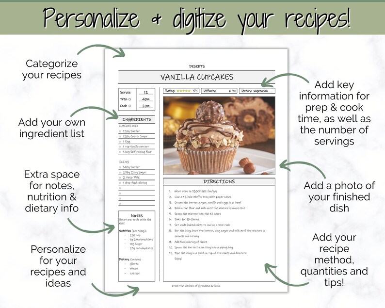 Recipe Book Template, EDITABLE Recipe Sheet Template, Recipe Cards ...