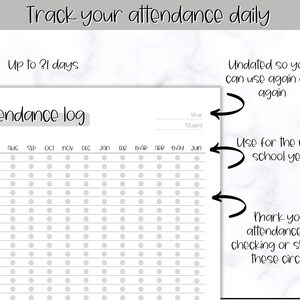 Attendance Sheet, Attendance Record Tracker, Printable Log, Homeschool ...
