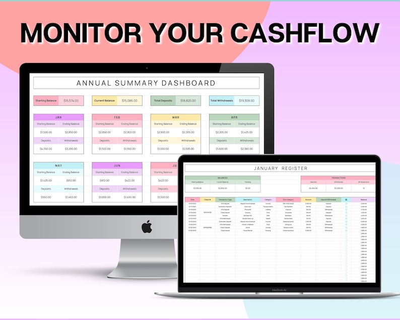 Checkbook Register Spreadsheet, Google Sheets Check Register, Bill ...