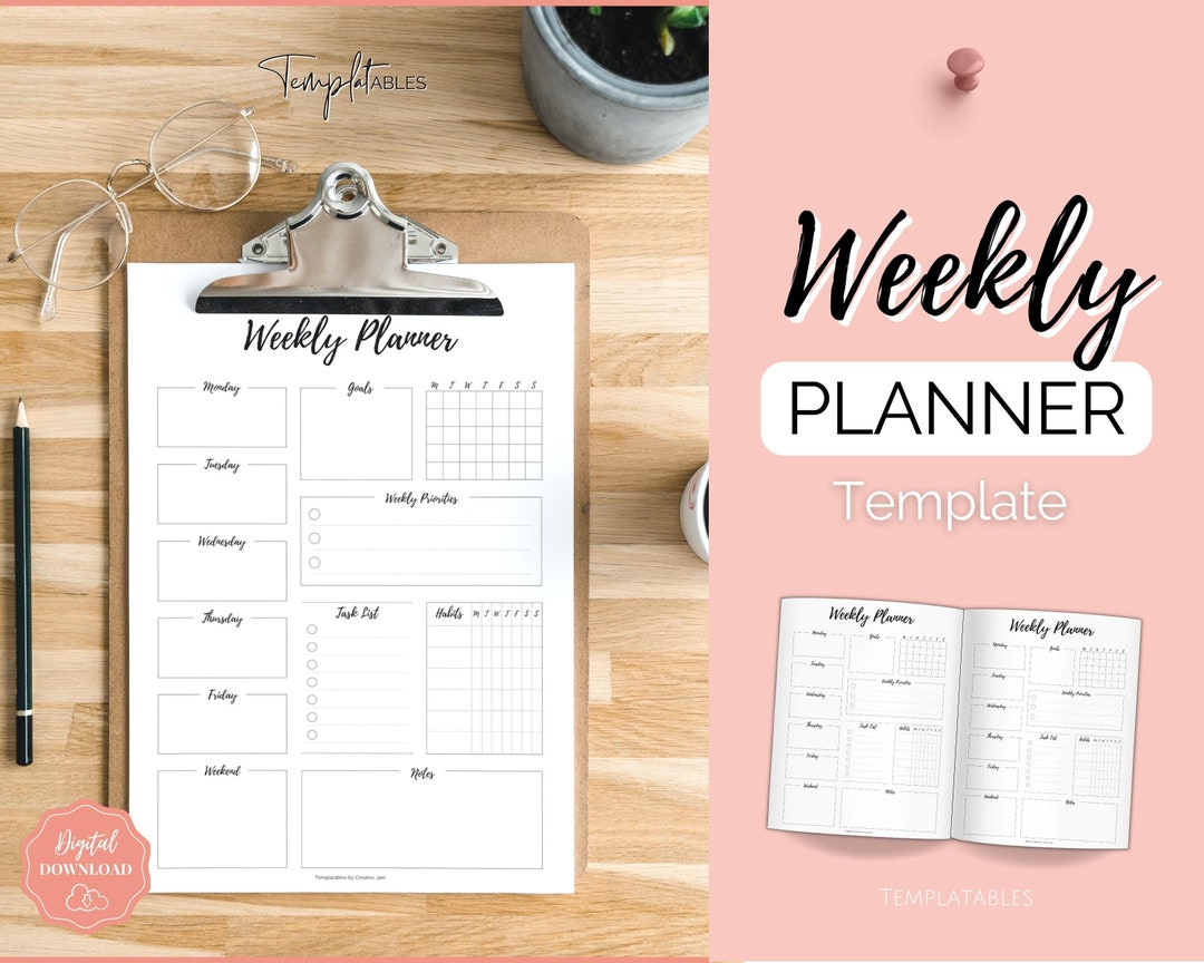 Weekly Planner, Bullet Journal Template, Bujo Weekly Schedule, to Do ...