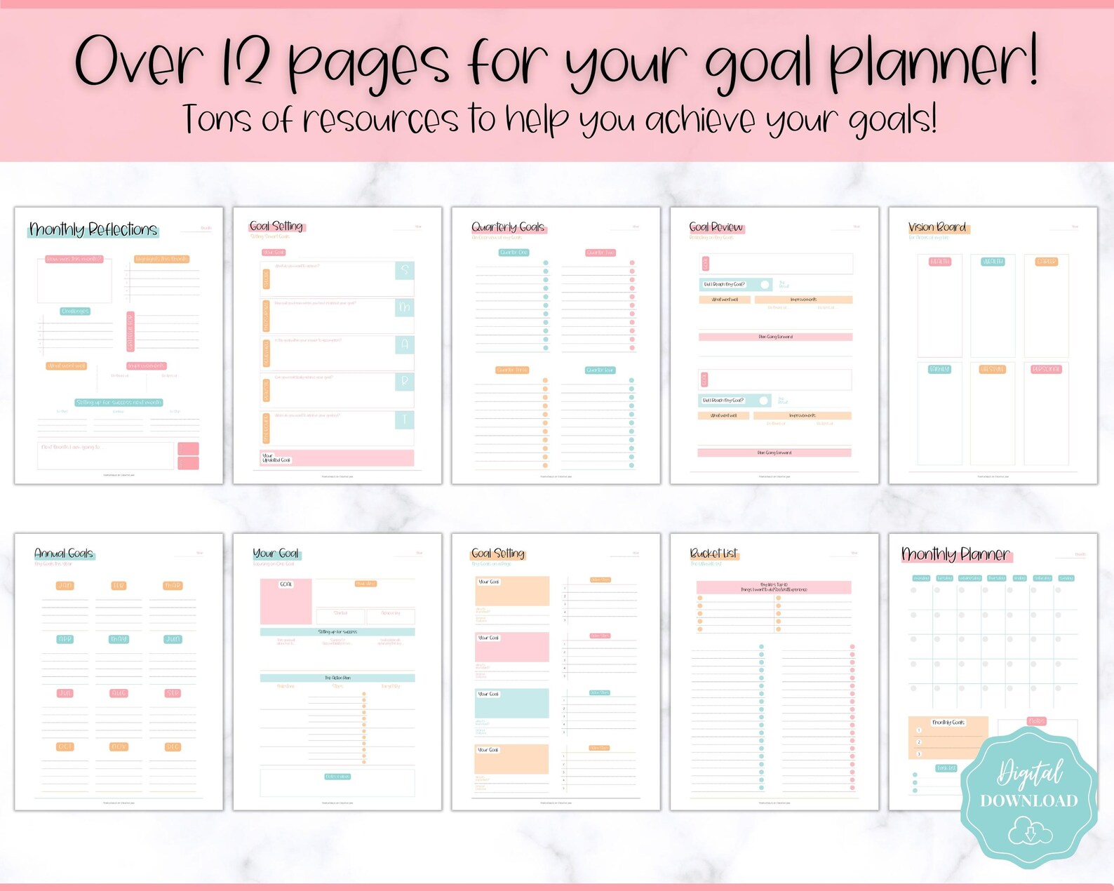 Goal Planner BUNDLE 2023 Goals Tracker SMART Goal Setting - Etsy
