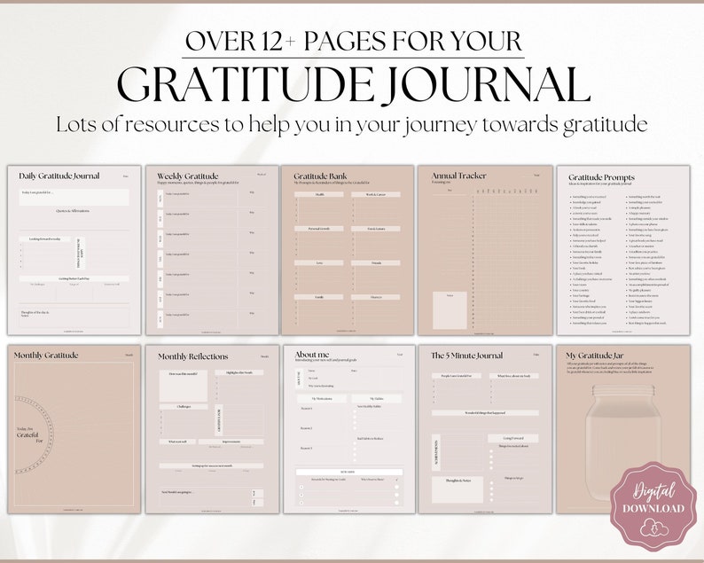 Printable Gratitude Journal BUNDLE Mindfulness Log Gratitude - Etsy