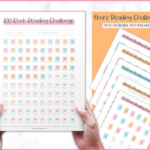 100 Book Challenge Printable, Reading Challenge BUNDLE, 100 Books, Kids ...