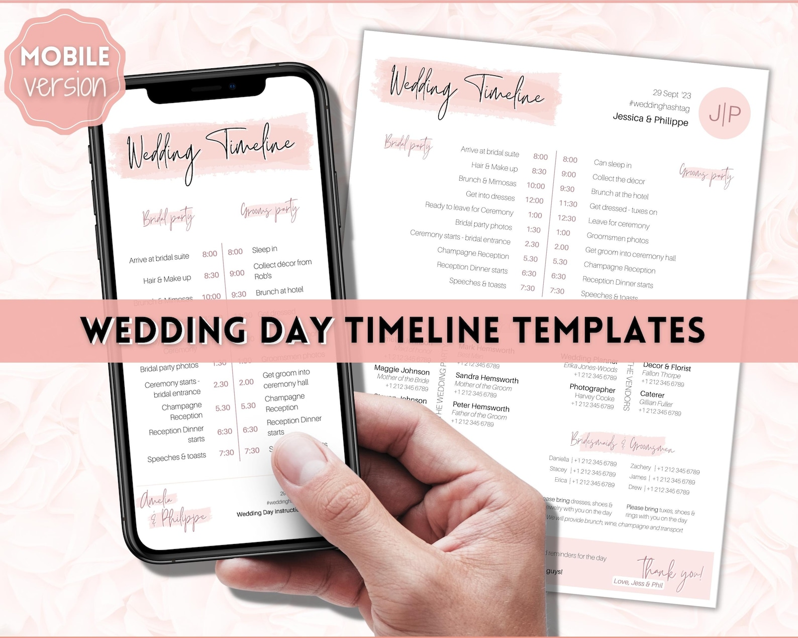 Wedding Day Timeline Template, EDITABLE Order of Events, Wedding ...