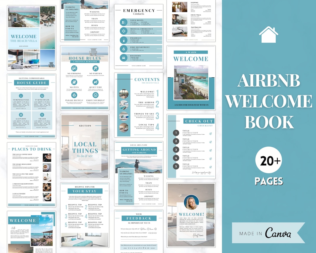 Airbnb Welcome Book Template, Editable Canva Welcome Guide, Air Bnb ...