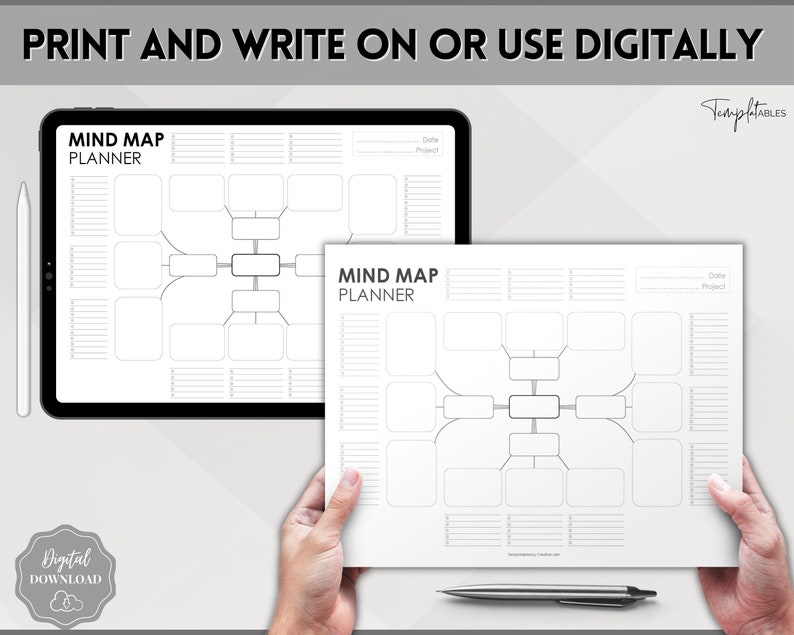 Mind Map Template Printable Mind Map Planner Study Guide - Etsy