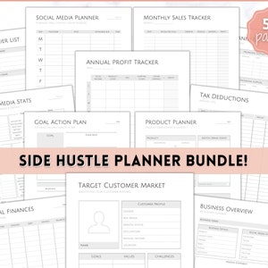 Side Hustle Planner Printable BUNDLE, Small Business Planner, Side ...