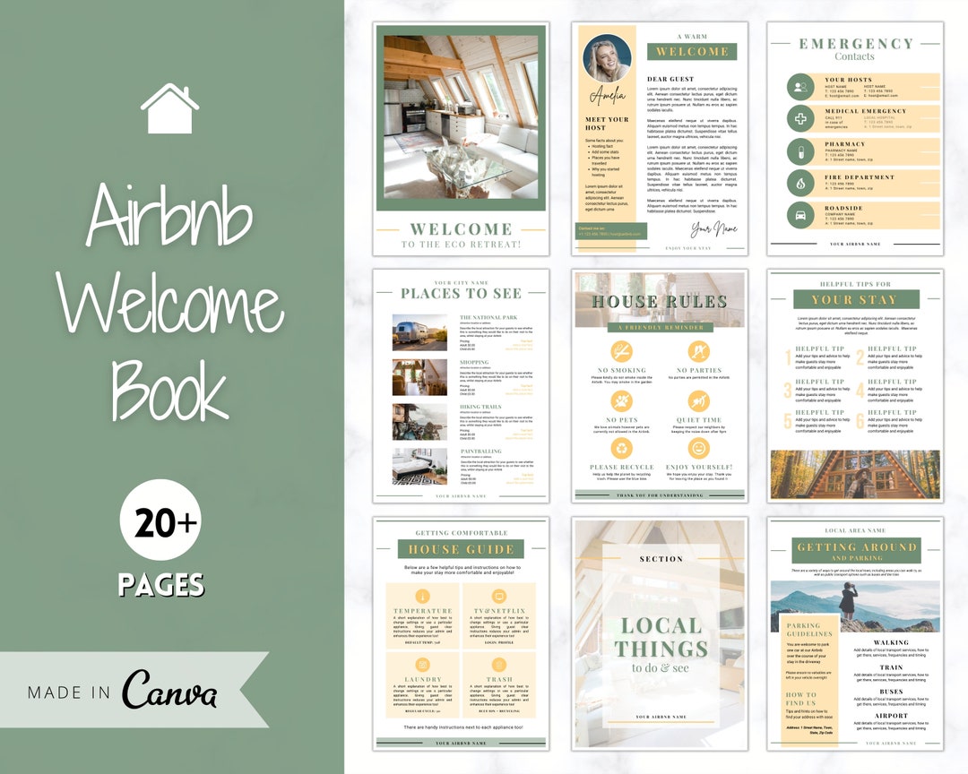 Welcome Book Template Airbnb Welcome Guide Editable Canva - Etsy