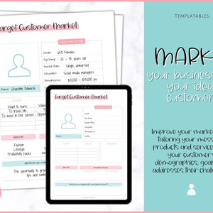 Target Customer Market Template, Customer Avatar Worksheet, Client ...
