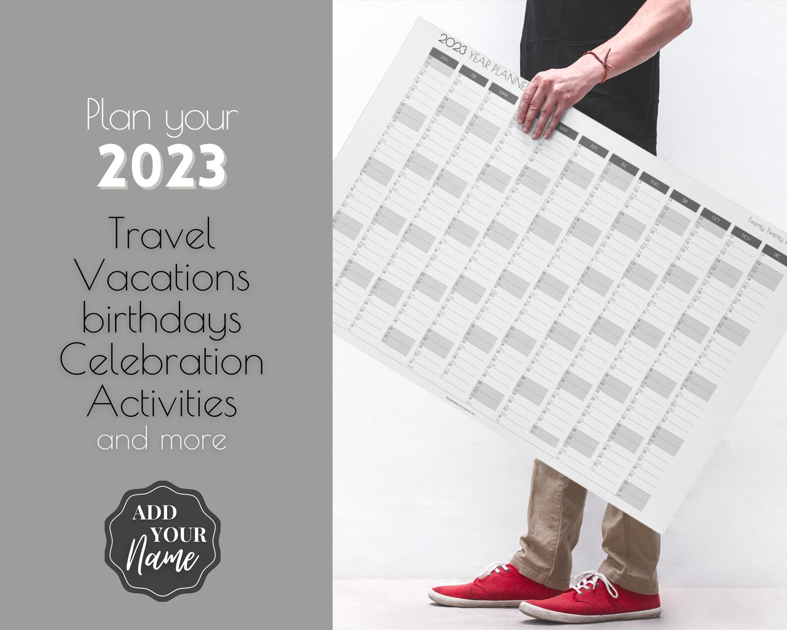 EDITABLE 2023 Wall Calendar Printable Large Yearly Calendar - Etsy