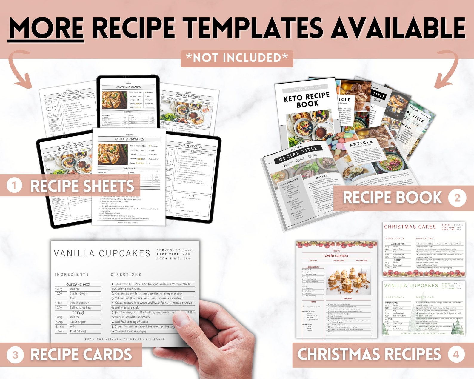 EDITABLE Recipe Sheet Template, Recipe Book Template, Recipe Cards ...