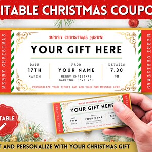 EDITABLE Event Ticket Template, Christmas Coupon, DIY Event Printable ...
