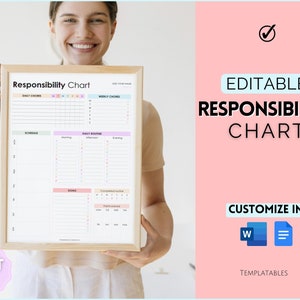 EDITABLE Responsibility Chart, Family Chore Chart, Reward Chart for ...